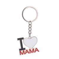 China Mothers Fathers Day Gift I Love Mama Papa Blank Metal Sublimation Logo Keychain for sale