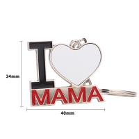 China Mothers Fathers Day Gift I Love Mama Papa Blank Metal Sublimation Logo Keychain for sale