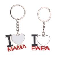 China Mothers Fathers Day Gift I Love Mama Papa Blank Metal Sublimation Logo Keychain for sale