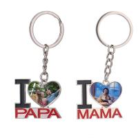 China Mothers Fathers Day Gift I Love Mama Papa Blank Metal Sublimation Logo Keychain for sale