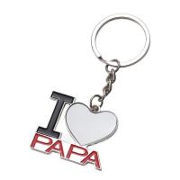 China Mothers Fathers Day Gift I Love Mama Papa Blank Metal Sublimation Logo Keychain for sale