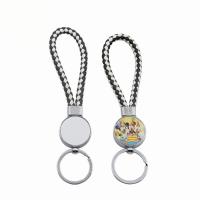 China Sublimation PU Rope Keychain Key Ring Custom Blank Sublimation Car Key Chain for sale
