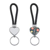 China Sublimation PU Rope Keychain Key Ring Custom Blank Sublimation Car Key Chain for sale