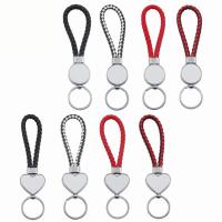China Sublimation PU Rope Keychain Key Ring Custom Blank Sublimation Car Key Chain for sale