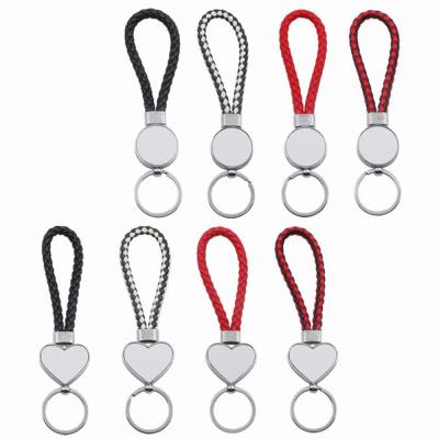 China Sublimation PU Rope Keychain Key Ring Custom Blank Sublimation Car Key Chain for sale