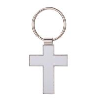 China Fashion Metal Christian Sublimation Blank Cross Keychain for sale