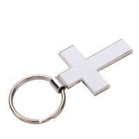 China Fashion Metal Christian Sublimation Blank Cross Keychain for sale