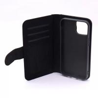 China Shockproof Black PU Leather Wallet Flip Sublimation Phone Case With Stand For Apple for sale