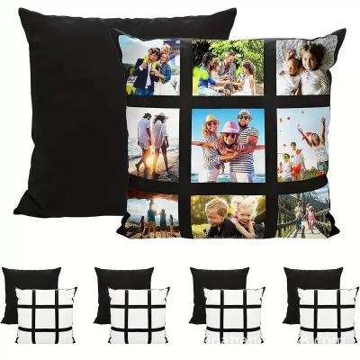 China DIY 9 Panel Sublimation Cushion Cover Printable Customized Design Blank Sublimation Pillowcases for sale