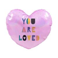 China Heart Shape Sublimation Colorful Pillowcase DIY Personalized Glittery Pillow Cover for sale
