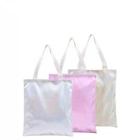 China Customizable Colorful Canvas Sublimation Blank Tote Bags Fashionable Heat Transfer Shopping Bag For Advertising for sale
