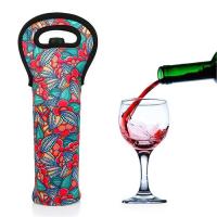China Custom Sublimation Wine Bag Portable Insulated Neoprene Bottle Sleeve Wine Bottle Tote for sale