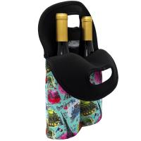 China Neoprene Sublimation Wine Bottle Bag For Two Bottles for sale
