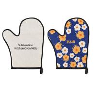 China Customizable Printable Sublimation Oven Gloves Kitchen Oven Mitts With Black Edge for sale