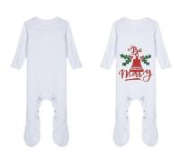 China White Blank Long Sleeve Sublimation Footed Onesie Polyester Onesie Blanks for sale