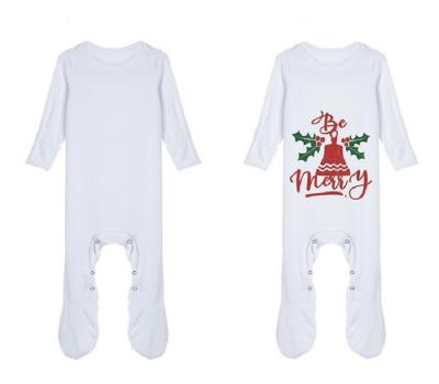 China White Blank Long Sleeve Sublimation Footed Onesie Polyester Onesie Blanks for sale