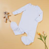China White Blank Long Sleeve Sublimation Footed Onesie Polyester Onesie Blanks for sale
