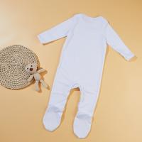 China White Blank Long Sleeve Sublimation Footed Onesie Polyester Onesie Blanks for sale