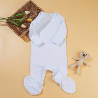China White Blank Long Sleeve Sublimation Footed Onesie Polyester Onesie Blanks for sale