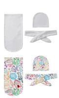 China Full Set Sublimation Baby Swaddling Blanket Infant Wrap With Cap For Customized Photo Printing for sale