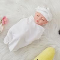 China Full Set Sublimation Baby Swaddling Blanket Infant Wrap With Cap For Customized Photo Printing for sale