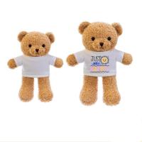 China DIY Custom Stuffed Toy Sublimation Blank Teddy Bear Plush Toy With Printable White T Shirt for sale