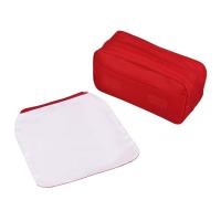 China Double Layer Sublimation Pencil Case Blank DIY Custom Polyester Sublimation Makeup Bag For Women for sale