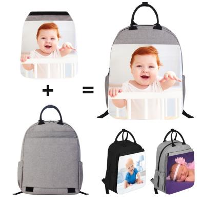 China Custom Photo Sublimation Backpack Diaper Bag Multifunction Travel Baby Changing Mummy Bag Novelty Gift for sale