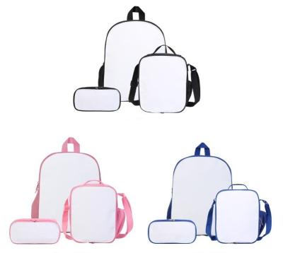 China 3 Pcs Sublimation Printing Blank School Bag Backpack School Lunch Bag Pencil Bag For Student Waterproof Outdoor Travel Casual Bag for sale