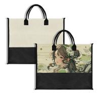 China Sublimation Duffle Shoulder Bag Blank DIY Custom Printed Logo Compound Cotton Linen Sublimation Tote Bag for sale