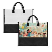 China Sublimation Duffle Shoulder Bag Blank DIY Custom Printed Logo Compound Cotton Linen Sublimation Tote Bag for sale