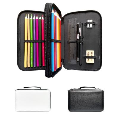 China Large Capacity Portable Sublimation Pencil Case Thermal Transfer Printing Blank Art Drawing Stationery Pencil Bag for sale