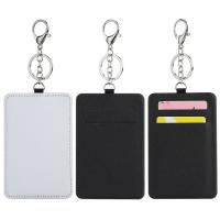 China Sublimation Custom Blank ID Card Holder Luggage Tag Keychain Diy Custom Pu Leather Sublimation Card Holder for sale