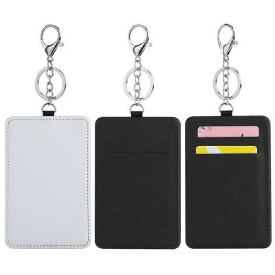 China Sublimation Custom Blank ID Card Holder Luggage Tag Keychain Diy Custom Pu Leather Sublimation Card Holder for sale