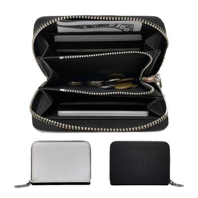 China Leather Sublimation Coin Purse With Zipper Custom Compact Wallet For Sublimation Printing for sale