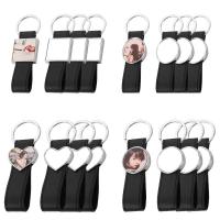 China Custom Leather Strap Sublimation Key Chain DIY Printing Photo Metal Keychain Gift for sale