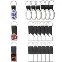 China Custom Leather Strap Sublimation Key Chain DIY Printing Photo Metal Keychain Gift for sale