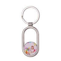 China Sublimation Blank Metal Key Holder Movable Core double sided personalized keychain for sale