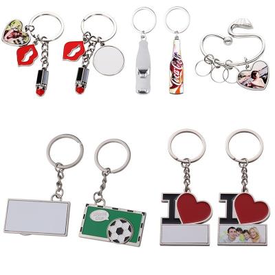 China Printable Metal Sublimation Keychain Diy Key Ring Holder Various Shapes Of Sublimation Keychain Blanks for sale