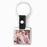 China Custom Key Chains Key Promotion Gifts Blank Custom Logo Leather Strap Keychains Sublimation Metal Keychain for sale