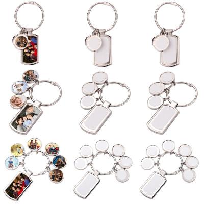 China Sublimation Blank Metal Key Chain With 6 Round Tags Diy Photo Keychains for sale