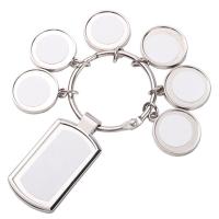 China Sublimation Blank Metal Key Chain With 6 Round Tags Diy Photo Keychains for sale