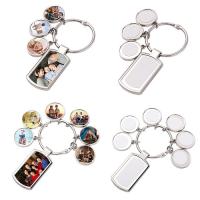 China Sublimation Blank Metal Key Chain With 6 Round Tags Diy Photo Keychains for sale