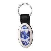 China Promotional Gift Metal Sublimation Keychain With Leather Strap Sublimation Leather Keychain Blanks for sale
