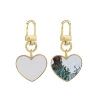 China Promotion Gift Heart Keychains Gold Sublimation Metal Charm Heart Keychains for sale