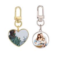 China Promotion Gift Heart Keychains Gold Sublimation Metal Charm Heart Keychains for sale
