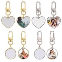 China Promotion Gift Heart Keychains Gold Sublimation Metal Charm Heart Keychains for sale