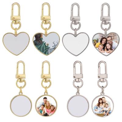 China Promotion Gift Heart Keychains Gold Sublimation Metal Charm Heart Keychains for sale