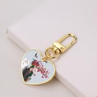 China Promotion Gift Heart Keychains Gold Sublimation Metal Charm Heart Keychains for sale