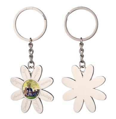 China Family Gift Laser 8 Names Sublimation Photo Sunflower Keychains For Father'S Day And Mother'S Day for sale